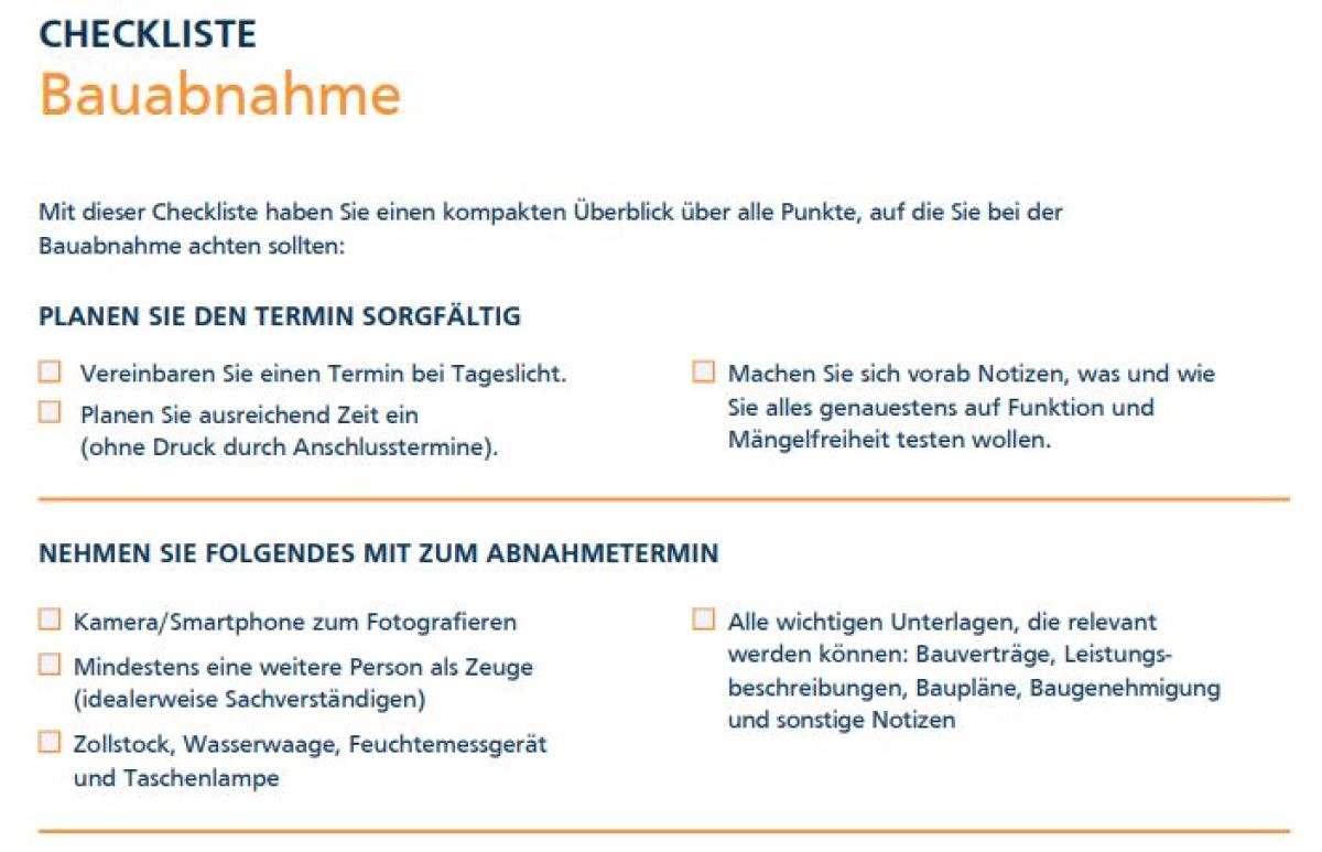 Bauabnahme: Checkliste, typische Mängel, Kosten